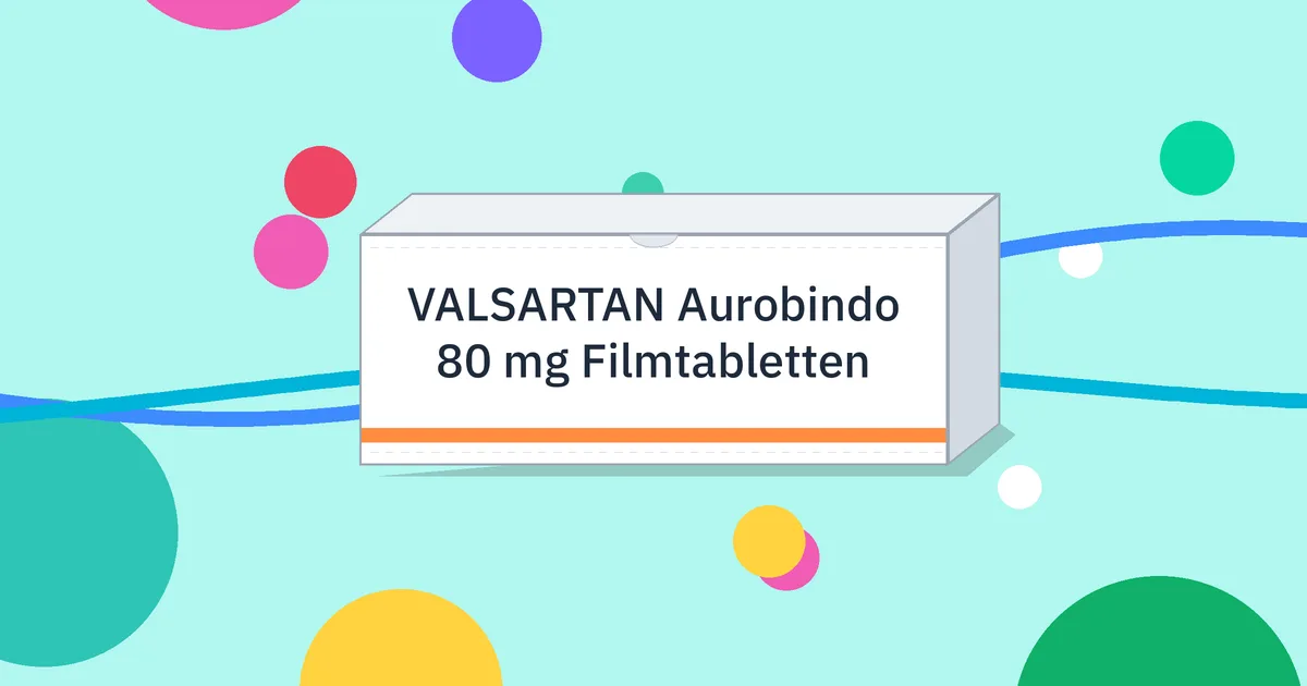 Symbolbild: Packung mit der Aufschrift VALSARTAN Aurobindo 80 mg Filmtabletten (PZN 18429092) – Verfügbarkeit und Bezug in Apotheken in Frankfurt am Main
