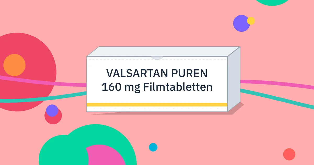 Symbolbild: Packung mit der Aufschrift VALSARTAN PUREN 160 mg Filmtabletten (PZN 18429198) – Verfügbarkeit und Bezug in Apotheken in Frankfurt am Main