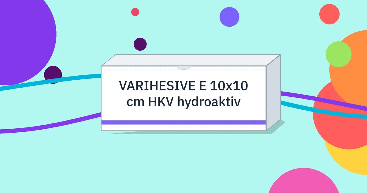 Symbolbild: Packung mit der Aufschrift VARIHESIVE E 10x10 cm HKV hydroaktiv (PZN 01471374) – Verfügbarkeit und Bezug in Apotheken in Frankfurt am Main