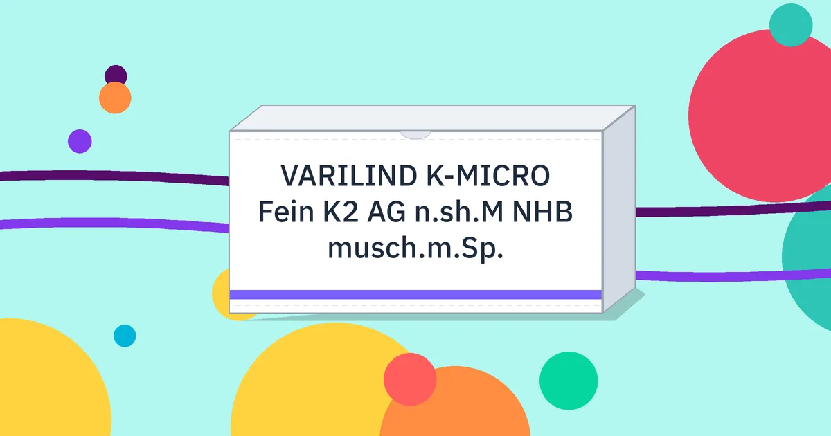 Symbolbild: Packung mit der Aufschrift VARILIND K-MICRO Fein K2 AG n.sh.M NHB musch.m.Sp. (PZN 20556863) – Verfügbarkeit und Bezug in Apotheken in Frankfurt am Main