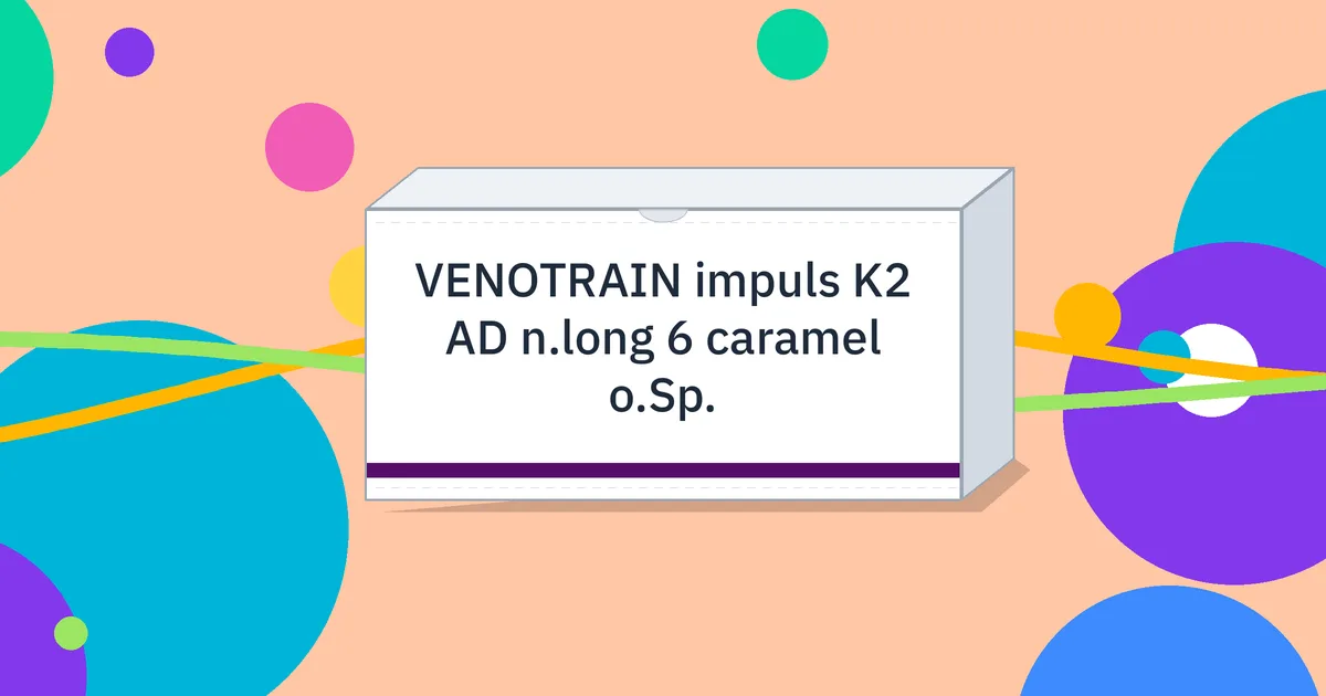 Symbolbild: Packung mit der Aufschrift VENOTRAIN impuls K2 AD n.long 6 caramel o.Sp. (PZN 08425874) – Verfügbarkeit und Bezug in Apotheken in Frankfurt am Main