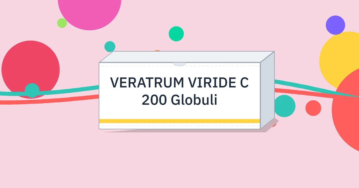 Symbolbild: Packung mit der Aufschrift VERATRUM VIRIDE C 200 Globuli (PZN 16694536) – Verfügbarkeit und Bezug in Apotheken in Frankfurt am Main