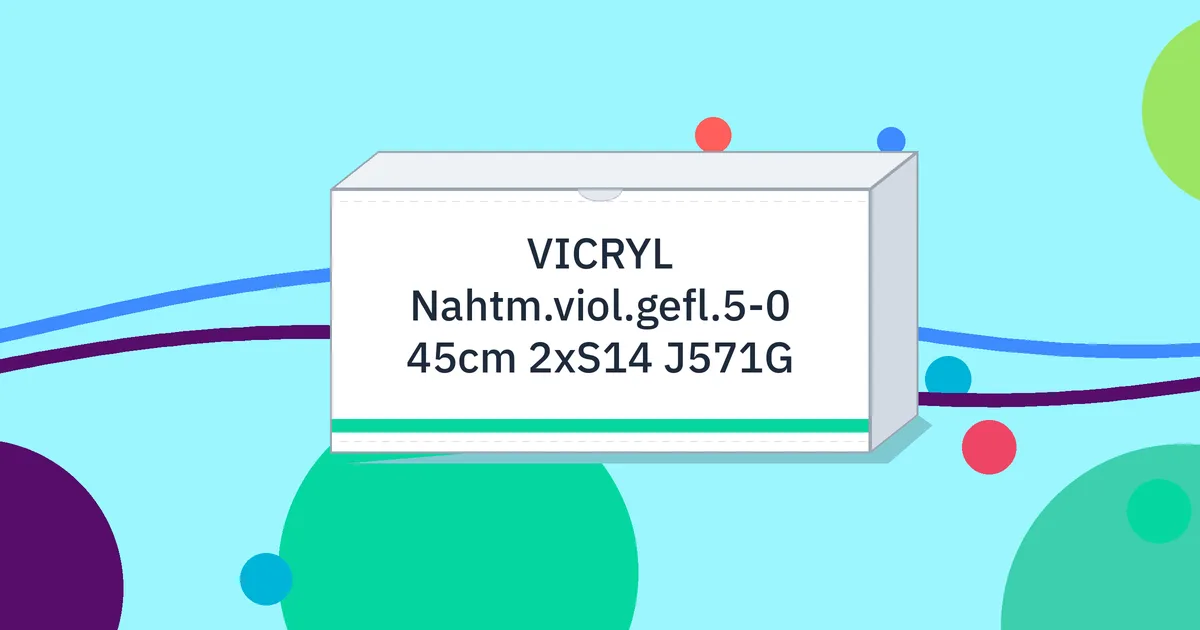 Symbolbild: Packung mit der Aufschrift VICRYL Nahtm.viol.gefl.5-0 45cm 2xS14 J571G (PZN 20896211) – Verfügbarkeit und Bezug in Apotheken in Frankfurt am Main