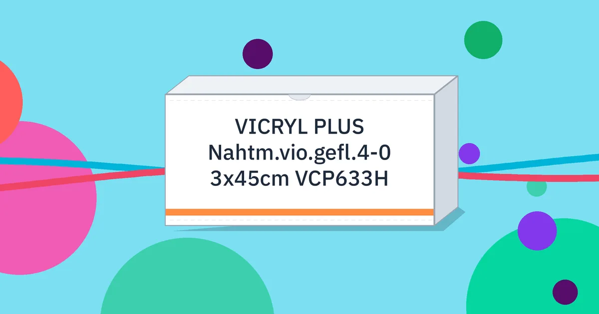 Symbolbild: Packung mit der Aufschrift VICRYL PLUS Nahtm.vio.gefl.4-0 3x45cm VCP633H (PZN 19760788) – Verfügbarkeit und Bezug in Apotheken in Frankfurt am Main