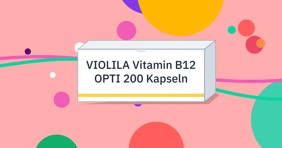 Symbolbild: Packung mit der Aufschrift VIOLILA Vitamin B12 OPTI 200 Kapseln (PZN 11590068) – Verfügbarkeit und Bezug in Apotheken in Frankfurt am Main