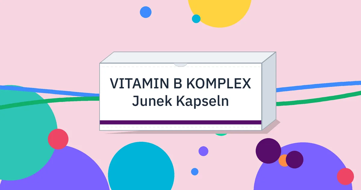 Symbolbild: Packung mit der Aufschrift VITAMIN B KOMPLEX Junek Kapseln (PZN 04367938) – Verfügbarkeit und Bezug in Apotheken in Frankfurt am Main