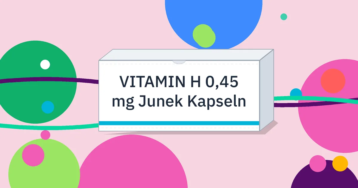 Symbolbild: Packung mit der Aufschrift VITAMIN H 0,45 mg Junek Kapseln (PZN 07083733) – Verfügbarkeit und Bezug in Apotheken in Frankfurt am Main