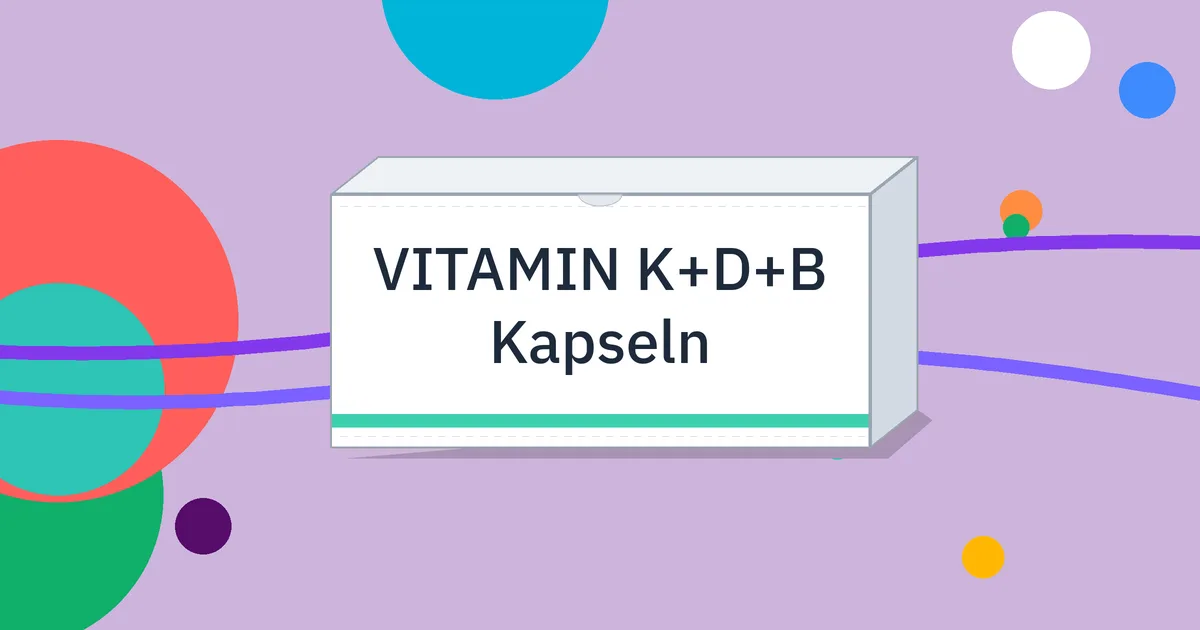 Symbolbild: Packung mit der Aufschrift VITAMIN K+D+B Kapseln (PZN 13354426) – Verfügbarkeit und Bezug in Apotheken in Frankfurt am Main