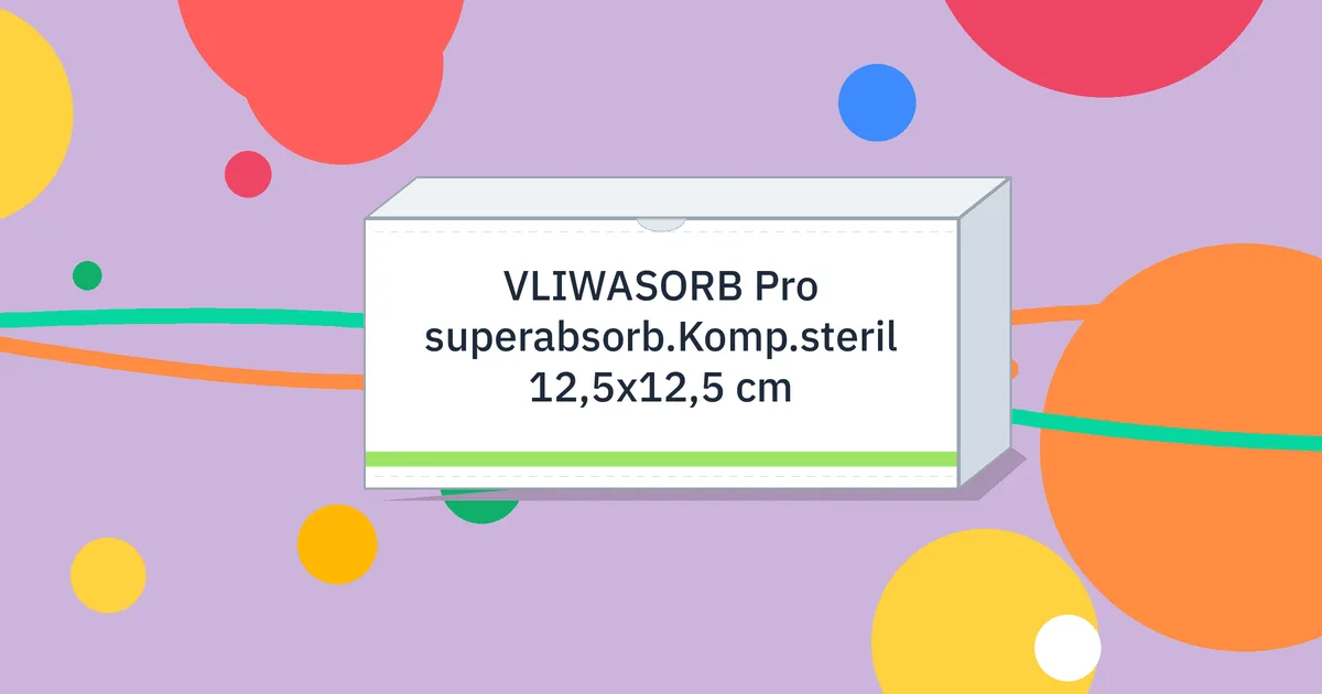 Symbolbild: Packung mit der Aufschrift VLIWASORB Pro superabsorb.Komp.steril 12,5x12,5 cm (PZN 10792491) – Verfügbarkeit und Bezug in Apotheken in Frankfurt am Main