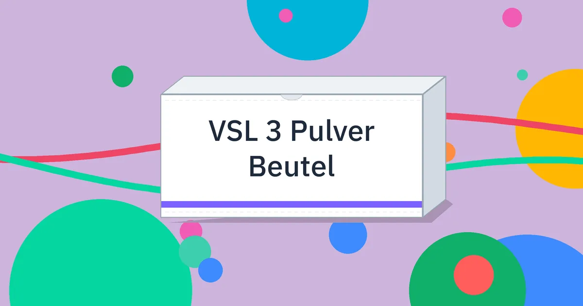 Symbolbild: Packung mit der Aufschrift VSL 3 Pulver Beutel (PZN 17456690) – Verfügbarkeit und Bezug in Apotheken in Frankfurt am Main