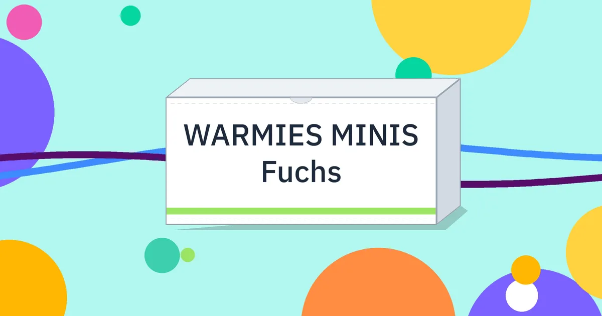 Symbolbild: Packung mit der Aufschrift WARMIES MINIS Fuchs (PZN 16033148) – Verfügbarkeit und Bezug in Apotheken in Frankfurt am Main
