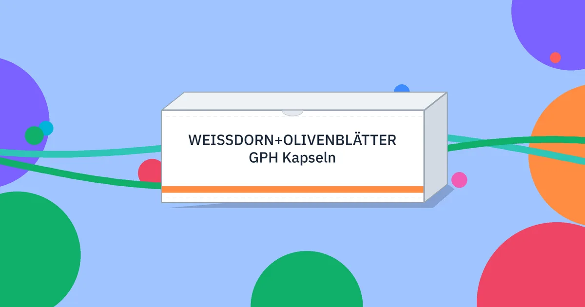 Symbolbild: Packung mit der Aufschrift WEISSDORN+OLIVENBLÄTTER GPH Kapseln (PZN 00966725) – Verfügbarkeit und Bezug in Apotheken in Frankfurt am Main