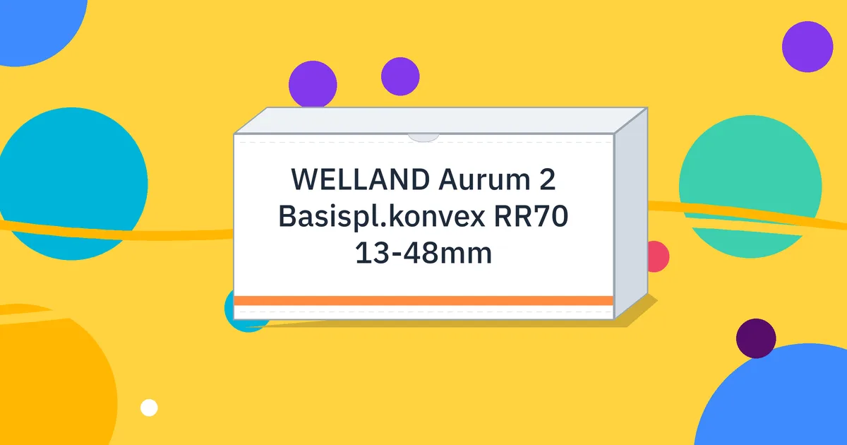 Symbolbild: Packung mit der Aufschrift WELLAND Aurum 2 Basispl.konvex RR70 13-48mm (PZN 11379043) – Verfügbarkeit und Bezug in Apotheken in Frankfurt am Main
