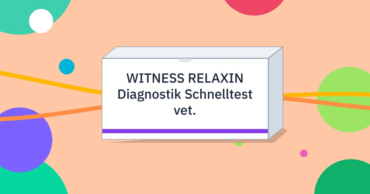 Symbolbild: Packung mit der Aufschrift WITNESS RELAXIN Diagnostik Schnelltest vet. (PZN 11283780) – Verfügbarkeit und Bezug in Apotheken in Frankfurt am Main