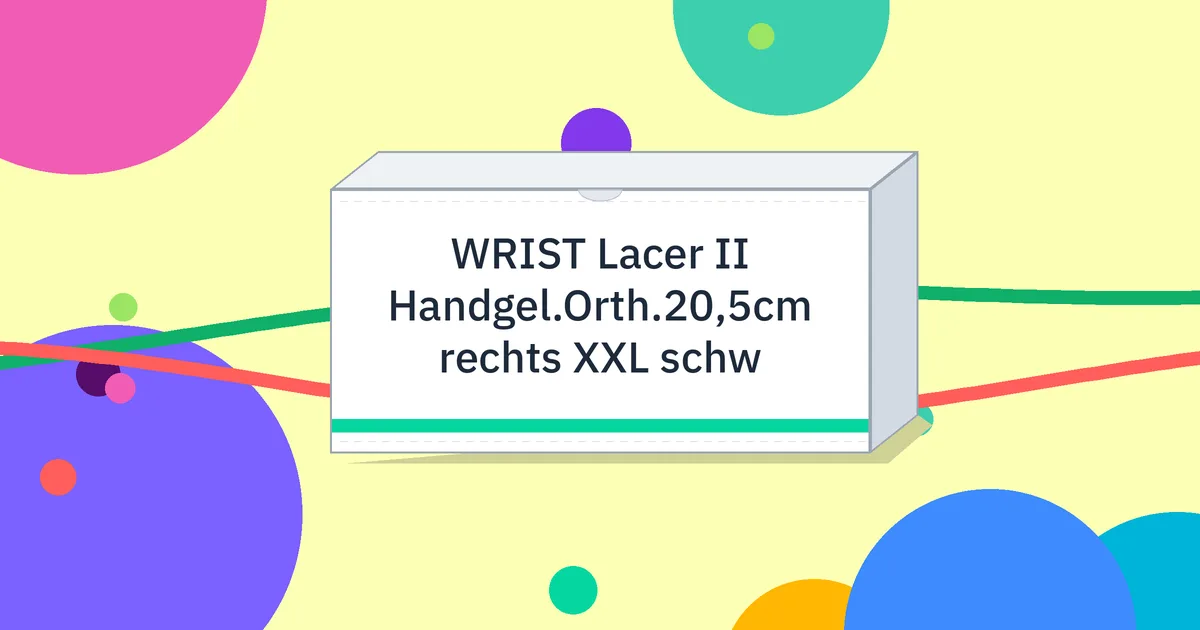 Symbolbild: Packung mit der Aufschrift WRIST Lacer II Handgel.Orth.20,5cm rechts XXL schw (PZN 14048306) – Verfügbarkeit und Bezug in Apotheken in Frankfurt am Main