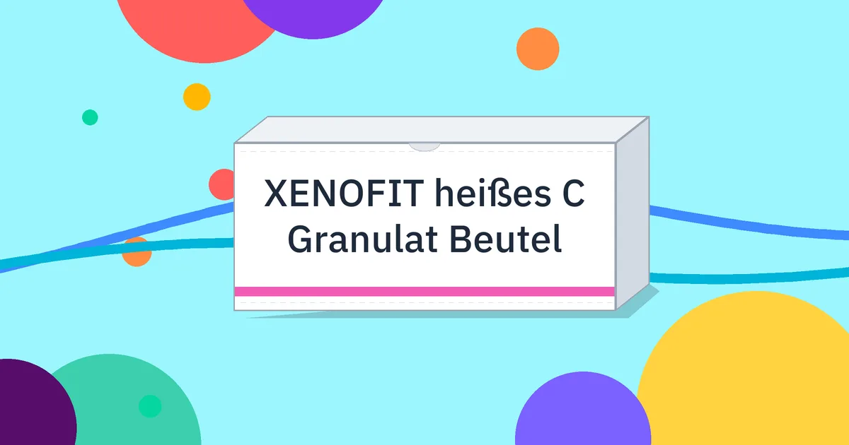 Symbolbild: Packung mit der Aufschrift XENOFIT heißes C Granulat Beutel (PZN 01289818) – Verfügbarkeit und Bezug in Apotheken in Frankfurt am Main