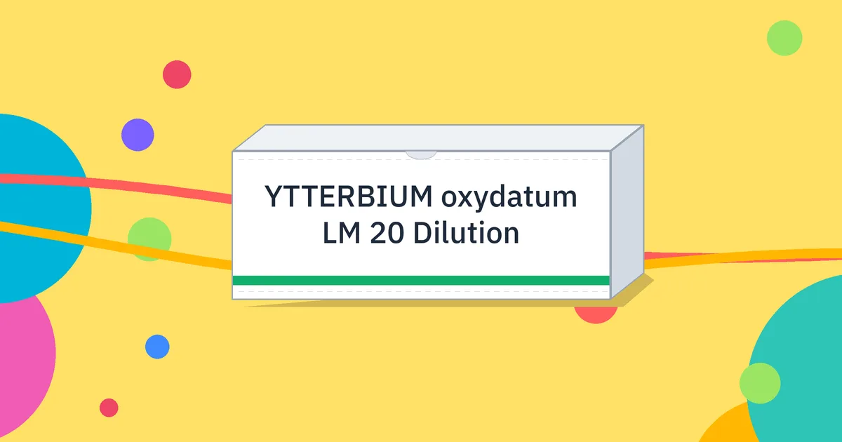 Symbolbild: Packung mit der Aufschrift YTTERBIUM oxydatum LM 20 Dilution (PZN 13287109) – Verfügbarkeit und Bezug in Apotheken in Frankfurt am Main