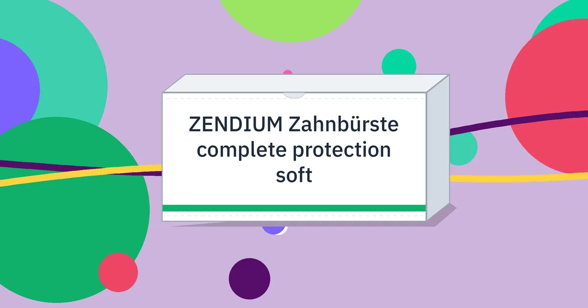 Symbolbild: Packung mit der Aufschrift ZENDIUM Zahnbürste complete protection soft (PZN 11538323) – Verfügbarkeit und Bezug in Apotheken in Frankfurt am Main