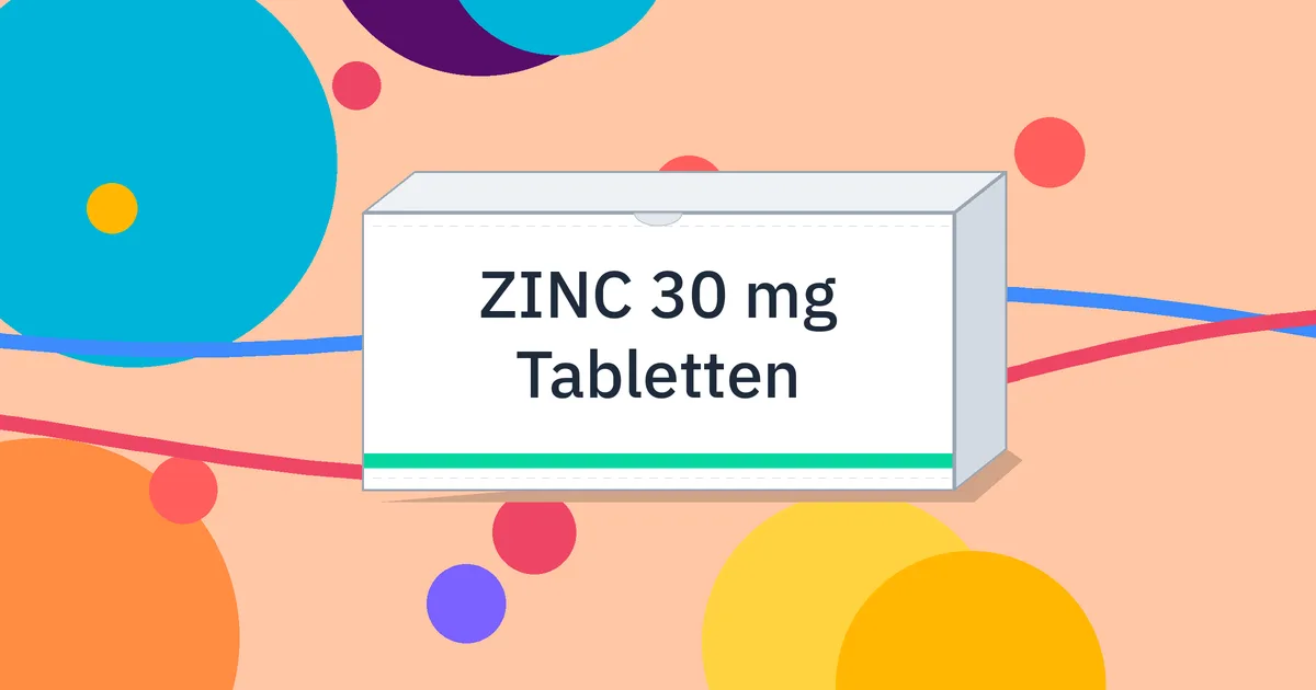 Symbolbild: Packung mit der Aufschrift ZINC 30 mg Tabletten (PZN 16800145) – Verfügbarkeit und Bezug in Apotheken in Frankfurt am Main