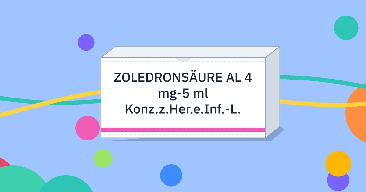 Symbolbild: Packung mit der Aufschrift ZOLEDRONSÄURE AL 4 mg-5 ml Konz.z.Her.e.Inf.-L. (PZN 01498166) – Verfügbarkeit und Bezug in Apotheken in Frankfurt am Main