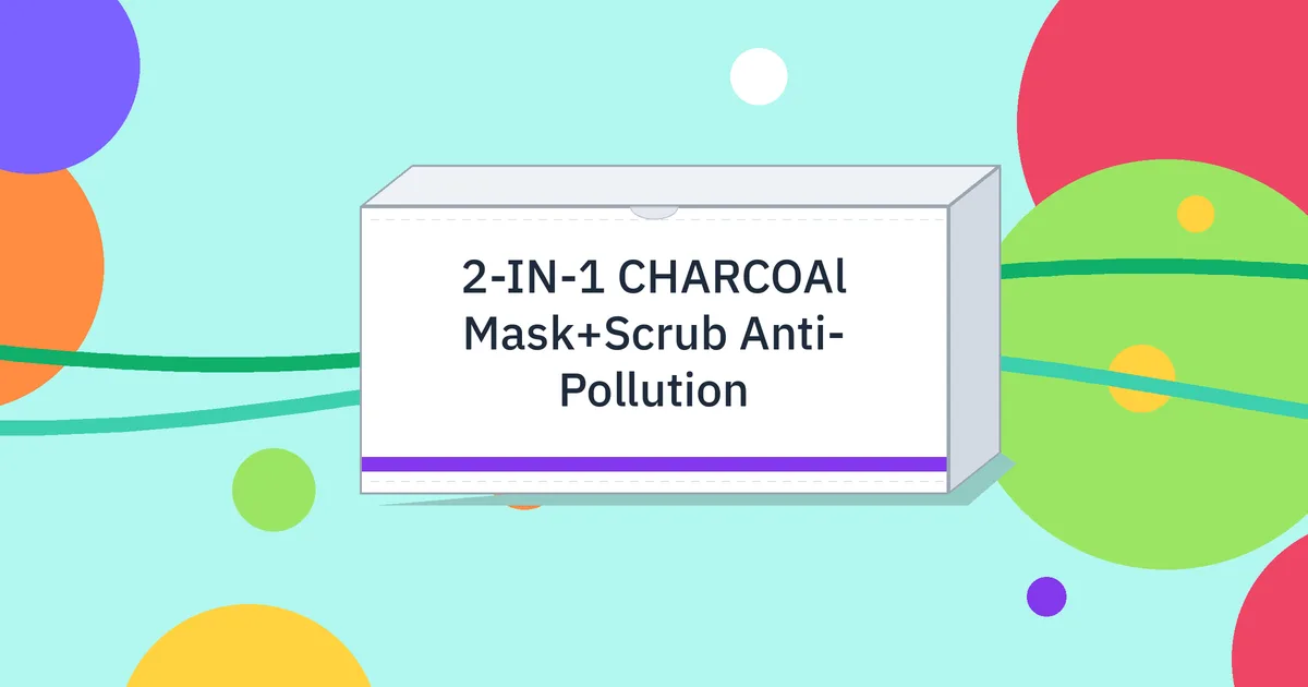 Symbolbild: Packung mit der Aufschrift 2-IN-1 CHARCOAl Mask+Scrub Anti-Pollution (PZN 18893932) – Verfügbarkeit und Bezug in Apotheken in Frankfurt am Main