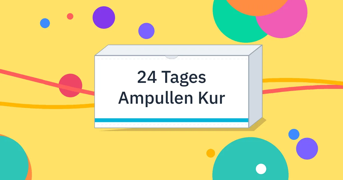 Symbolbild: Packung mit der Aufschrift 24 Tages Ampullen Kur (PZN 19952588) – Verfügbarkeit und Bezug in Apotheken in Frankfurt am Main