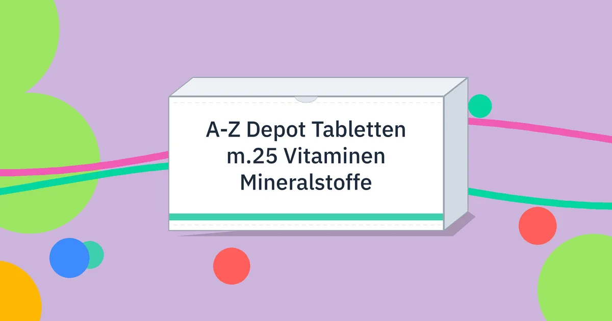 Symbolbild: Packung mit der Aufschrift A-Z Depot Tabletten m.25 Vitaminen Mineralstoffe (PZN 18719996) – Verfügbarkeit und Bezug in Apotheken in Frankfurt am Main