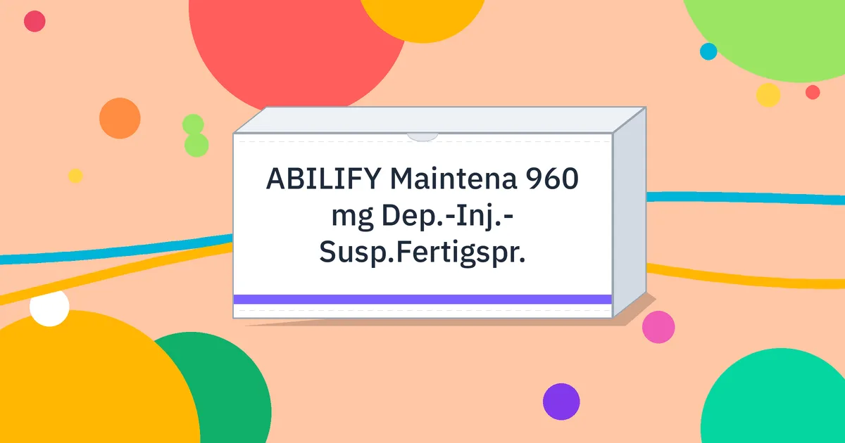 Symbolbild: Packung mit der Aufschrift ABILIFY Maintena 960 mg Dep.-Inj.-Susp.Fertigspr. (PZN 20394478) – Verfügbarkeit und Bezug in Apotheken in Frankfurt am Main