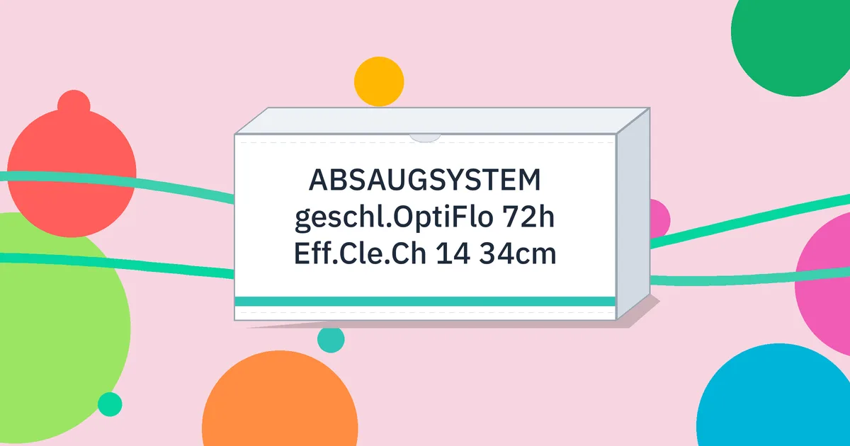 Symbolbild: Packung mit der Aufschrift ABSAUGSYSTEM geschl.OptiFlo 72h Eff.Cle.Ch 14 34cm (PZN 19530657) – Verfügbarkeit und Bezug in Apotheken in Frankfurt am Main