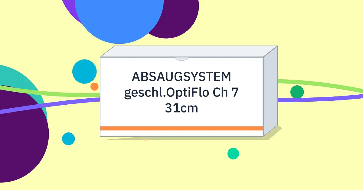 Symbolbild: Packung mit der Aufschrift ABSAUGSYSTEM geschl.OptiFlo Ch 7 31cm (PZN 04713688) – Verfügbarkeit und Bezug in Apotheken in Frankfurt am Main