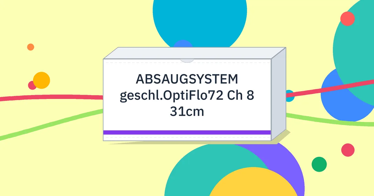 Symbolbild: Packung mit der Aufschrift ABSAUGSYSTEM geschl.OptiFlo72 Ch 8 31cm (PZN 04713872) – Verfügbarkeit und Bezug in Apotheken in Frankfurt am Main