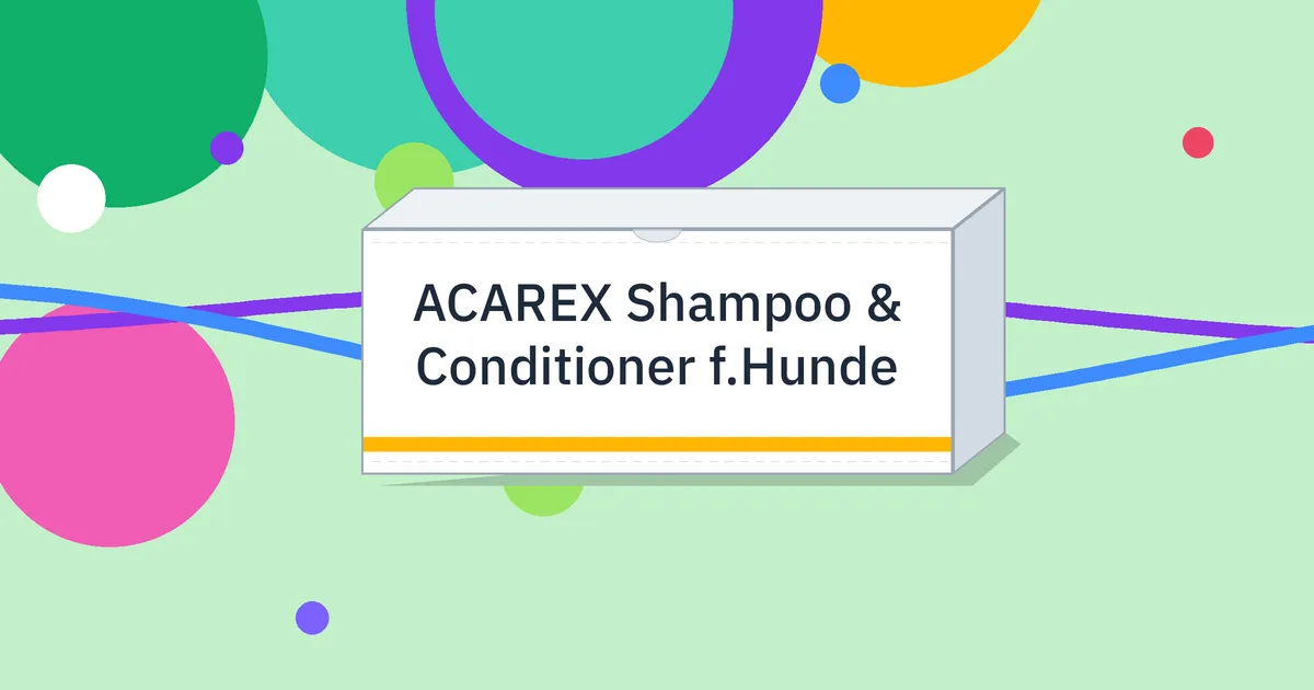 Symbolbild: Packung mit der Aufschrift ACAREX Shampoo & Conditioner f.Hunde (PZN 19134559) – Verfügbarkeit und Bezug in Apotheken in Frankfurt am Main