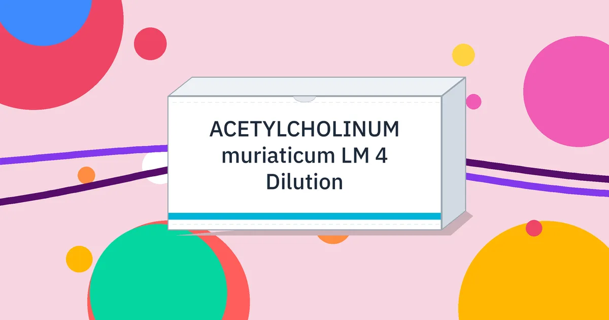 Symbolbild: Packung mit der Aufschrift ACETYLCHOLINUM muriaticum LM 4 Dilution (PZN 13265852) – Verfügbarkeit und Bezug in Apotheken in Frankfurt am Main