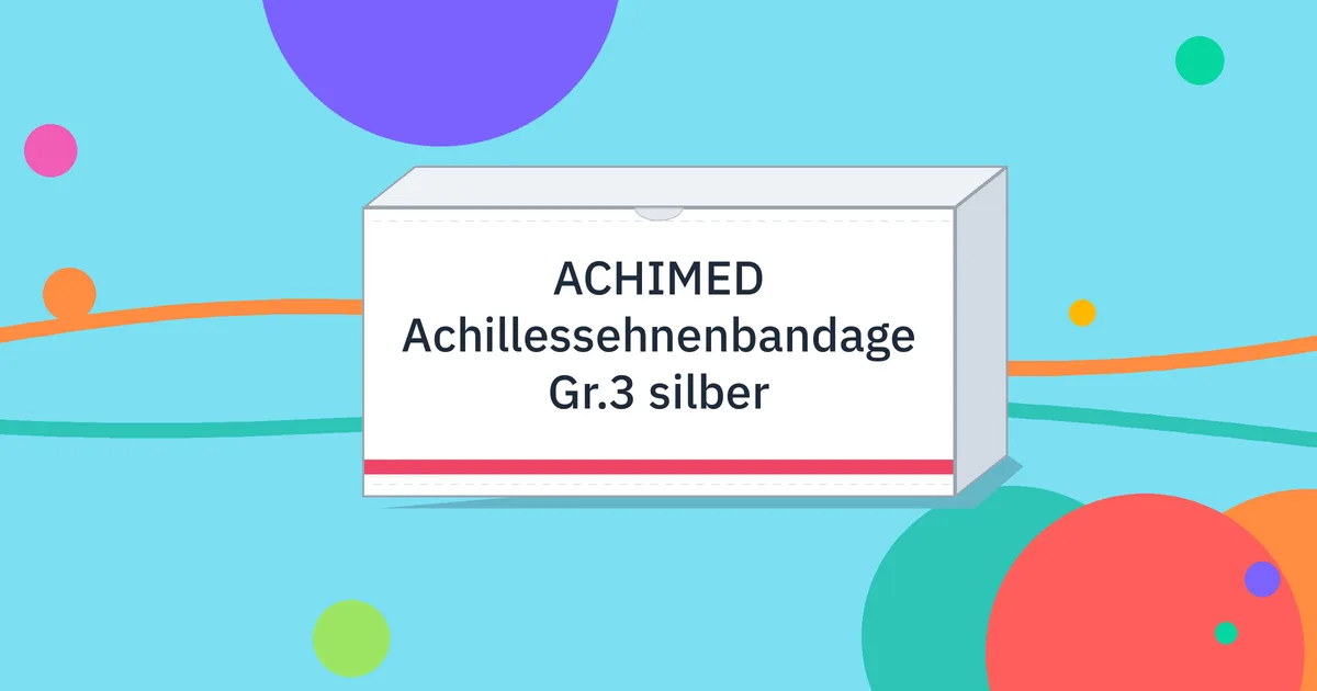Symbolbild: Packung mit der Aufschrift ACHIMED Achillessehnenbandage Gr.3 silber (PZN 19170874) – Verfügbarkeit und Bezug in Apotheken in Frankfurt am Main