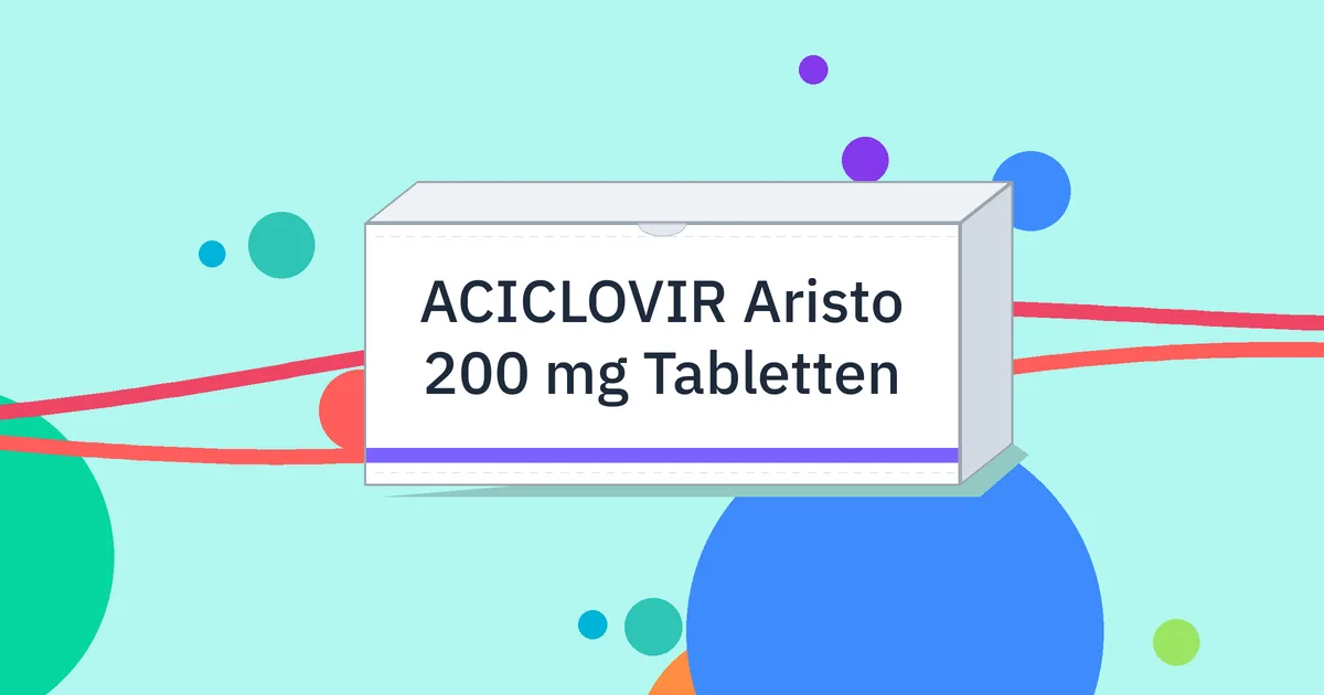 Symbolbild: Packung mit der Aufschrift ACICLOVIR Aristo 200 mg Tabletten (PZN 06434834) – Verfügbarkeit und Bezug in Apotheken in Frankfurt am Main