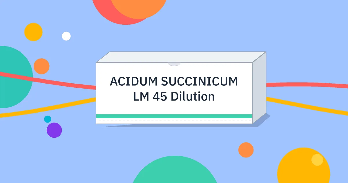 Symbolbild: Packung mit der Aufschrift ACIDUM SUCCINICUM LM 45 Dilution (PZN 13284364) – Verfügbarkeit und Bezug in Apotheken in Frankfurt am Main