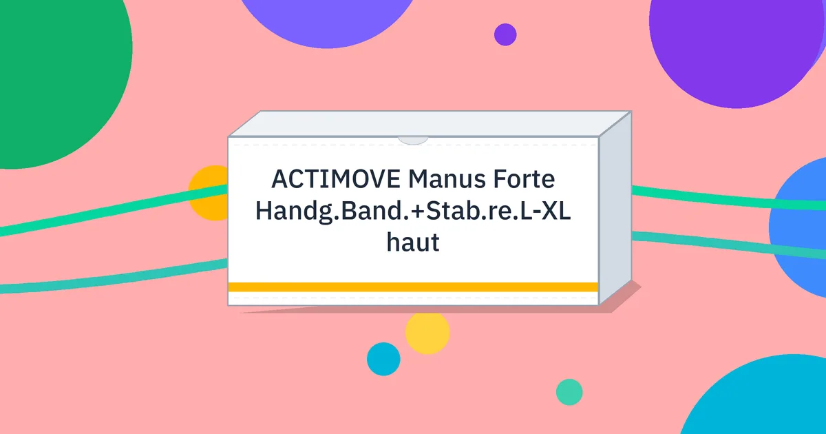 Symbolbild: Packung mit der Aufschrift ACTIMOVE Manus Forte Handg.Band.+Stab.re.L-XL haut (PZN 17947531) – Verfügbarkeit und Bezug in Apotheken in Frankfurt am Main
