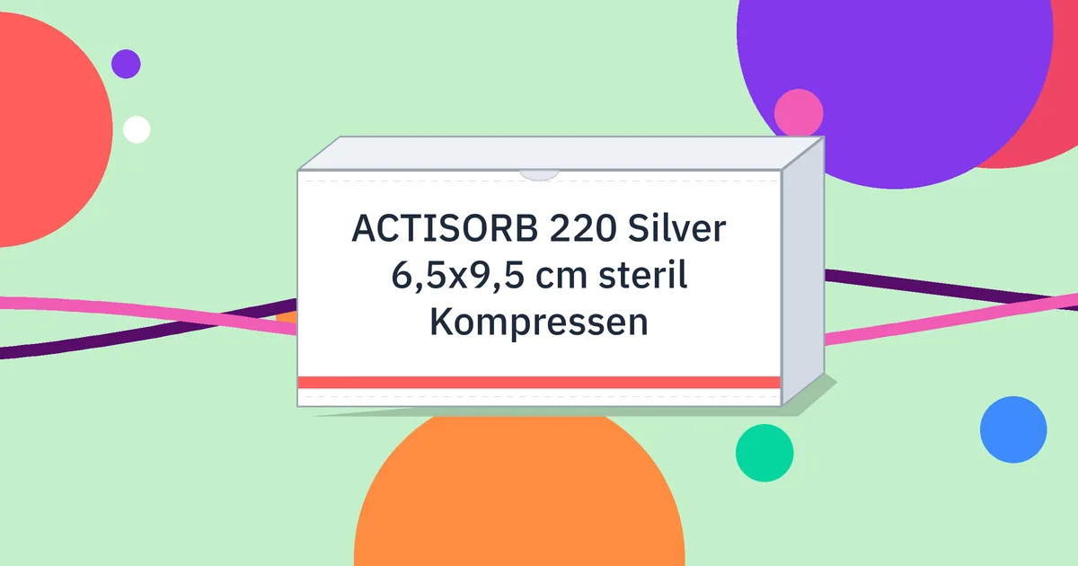 Symbolbild: Packung mit der Aufschrift ACTISORB 220 Silver 6,5x9,5 cm steril Kompressen (PZN 16044614) – Verfügbarkeit und Bezug in Apotheken in Frankfurt am Main