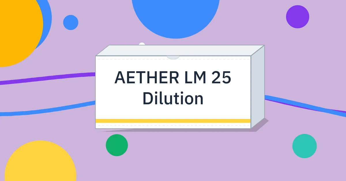 Symbolbild: Packung mit der Aufschrift AETHER LM 25 Dilution (PZN 13300436) – Verfügbarkeit und Bezug in Apotheken in Frankfurt am Main