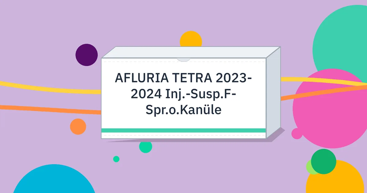 Symbolbild: Packung mit der Aufschrift AFLURIA TETRA 2023-2024 Inj.-Susp.F-Spr.o.Kanüle (PZN 17620971) – Verfügbarkeit und Bezug in Apotheken in Frankfurt am Main