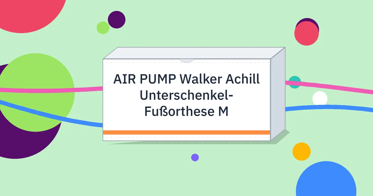 Symbolbild: Packung mit der Aufschrift AIR PUMP Walker Achill Unterschenkel-Fußorthese M (PZN 19109047) – Verfügbarkeit und Bezug in Apotheken in Frankfurt am Main