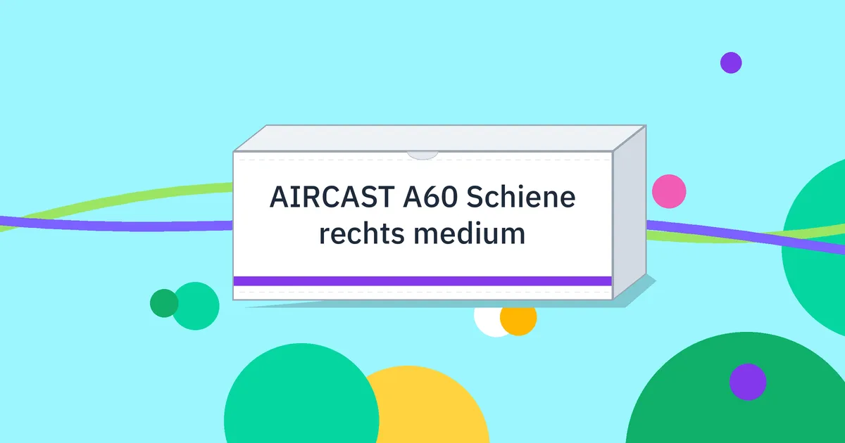 Symbolbild: Packung mit der Aufschrift AIRCAST A60 Schiene rechts medium (PZN 14199821) – Verfügbarkeit und Bezug in Apotheken in Frankfurt am Main