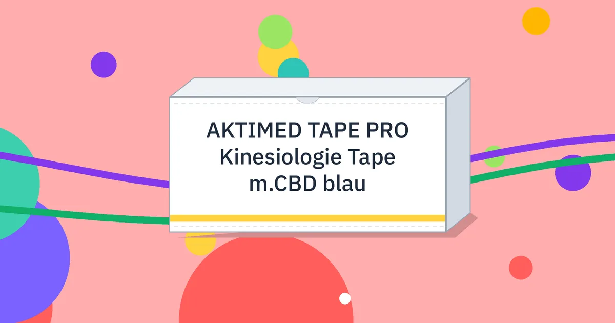 Symbolbild: Packung mit der Aufschrift AKTIMED TAPE PRO Kinesiologie Tape m.CBD blau (PZN 16925697) – Verfügbarkeit und Bezug in Apotheken in Frankfurt am Main