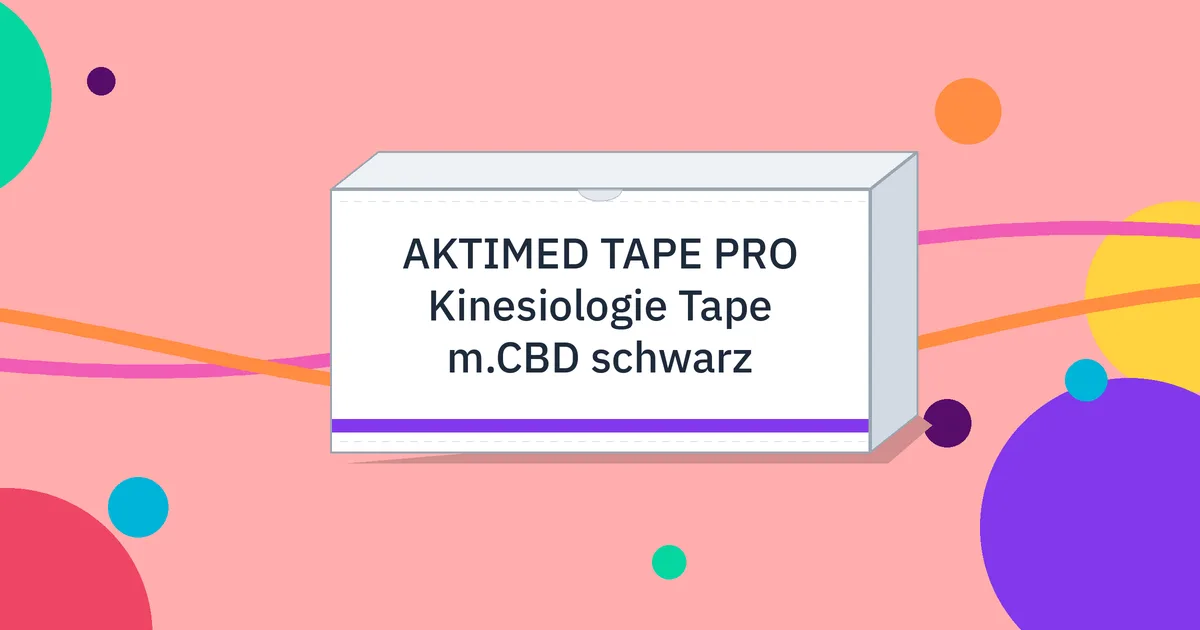 Symbolbild: Packung mit der Aufschrift AKTIMED TAPE PRO Kinesiologie Tape m.CBD schwarz (PZN 16925734) – Verfügbarkeit und Bezug in Apotheken in Frankfurt am Main