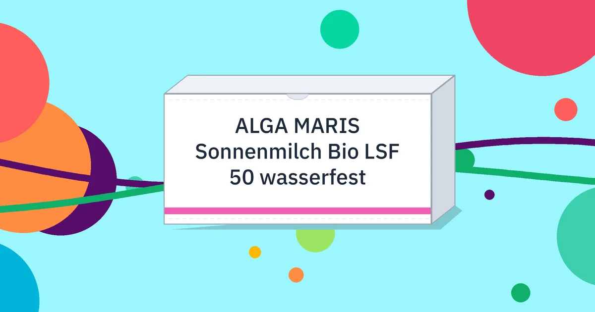 Symbolbild: Packung mit der Aufschrift ALGA MARIS Sonnenmilch Bio LSF 50 wasserfest (PZN 16122917) – Verfügbarkeit und Bezug in Apotheken in Frankfurt am Main