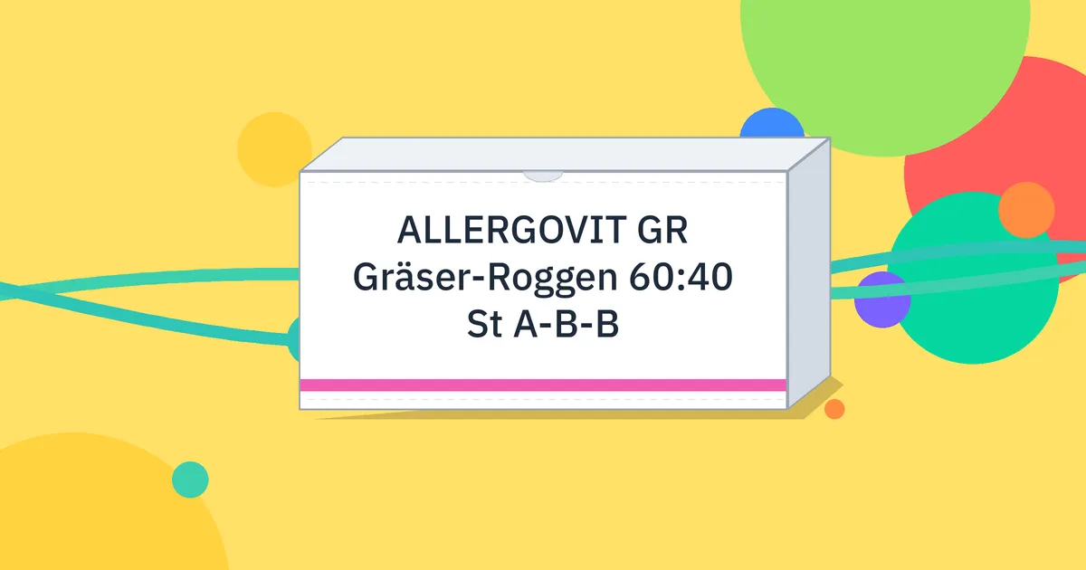 Symbolbild: Packung mit der Aufschrift ALLERGOVIT GR Gräser-Roggen 60:40 St A-B-B (PZN 15741481) – Verfügbarkeit und Bezug in Apotheken in Frankfurt am Main