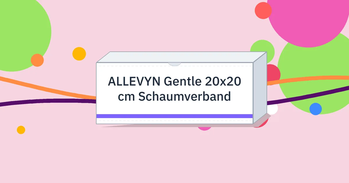 Symbolbild: Packung mit der Aufschrift ALLEVYN Gentle 20x20 cm Schaumverband (PZN 19785009) – Verfügbarkeit und Bezug in Apotheken in Frankfurt am Main