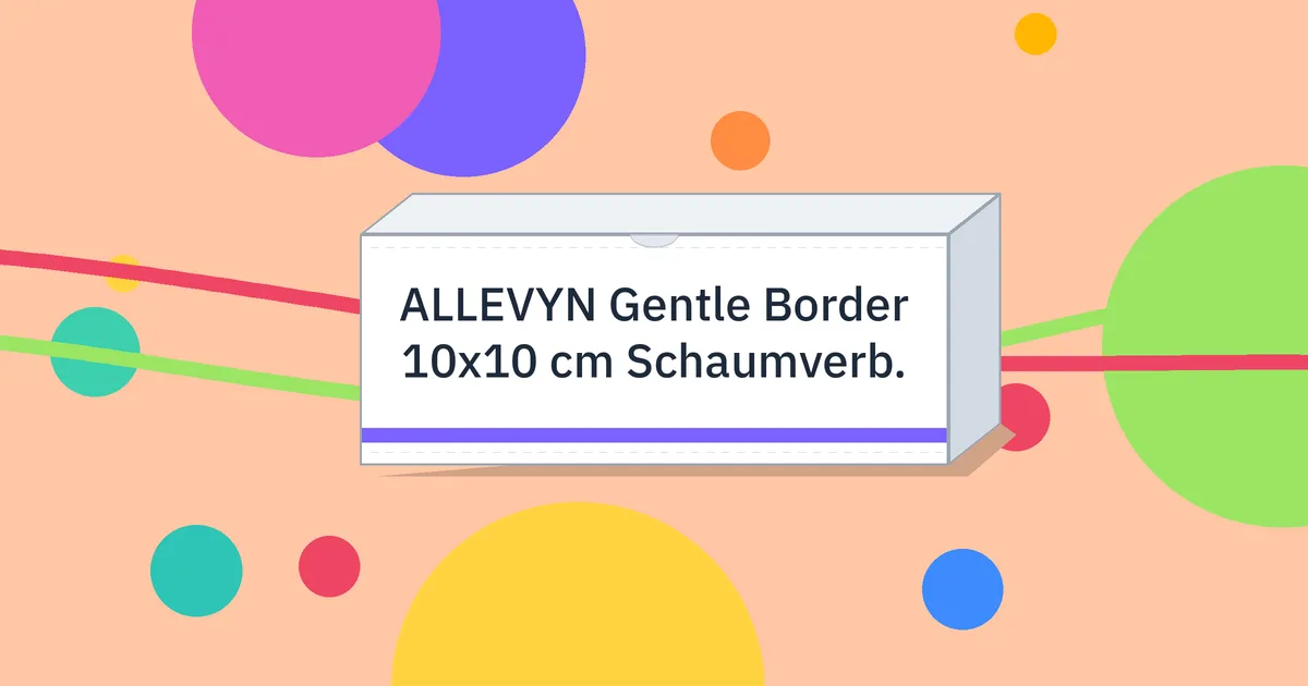 Symbolbild: Packung mit der Aufschrift ALLEVYN Gentle Border 10x10 cm Schaumverb. (PZN 14262382) – Verfügbarkeit und Bezug in Apotheken in Frankfurt am Main