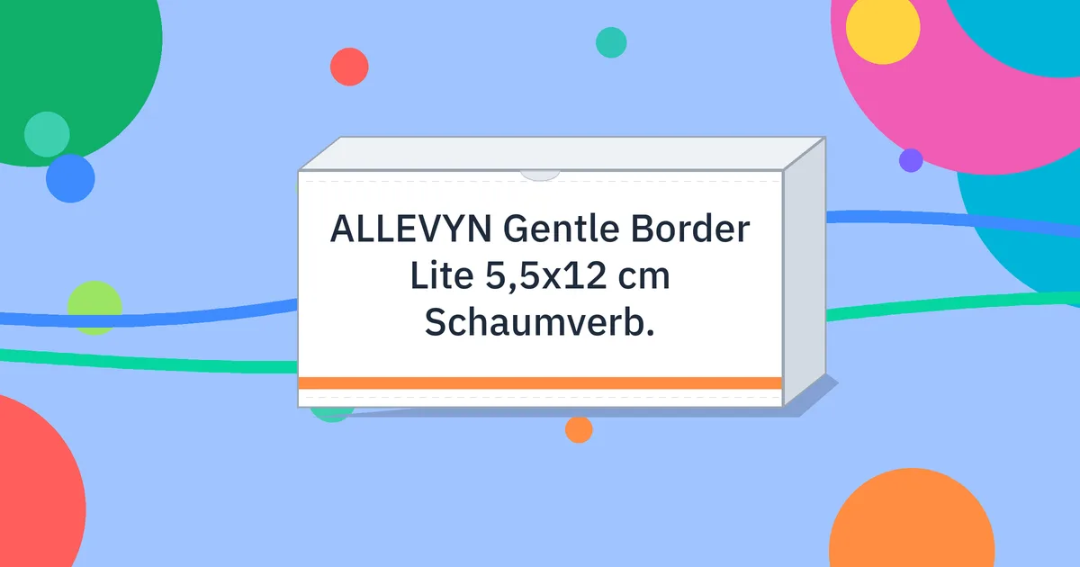 Symbolbild: Packung mit der Aufschrift ALLEVYN Gentle Border Lite 5,5x12 cm Schaumverb. (PZN 20518710) – Verfügbarkeit und Bezug in Apotheken in Frankfurt am Main