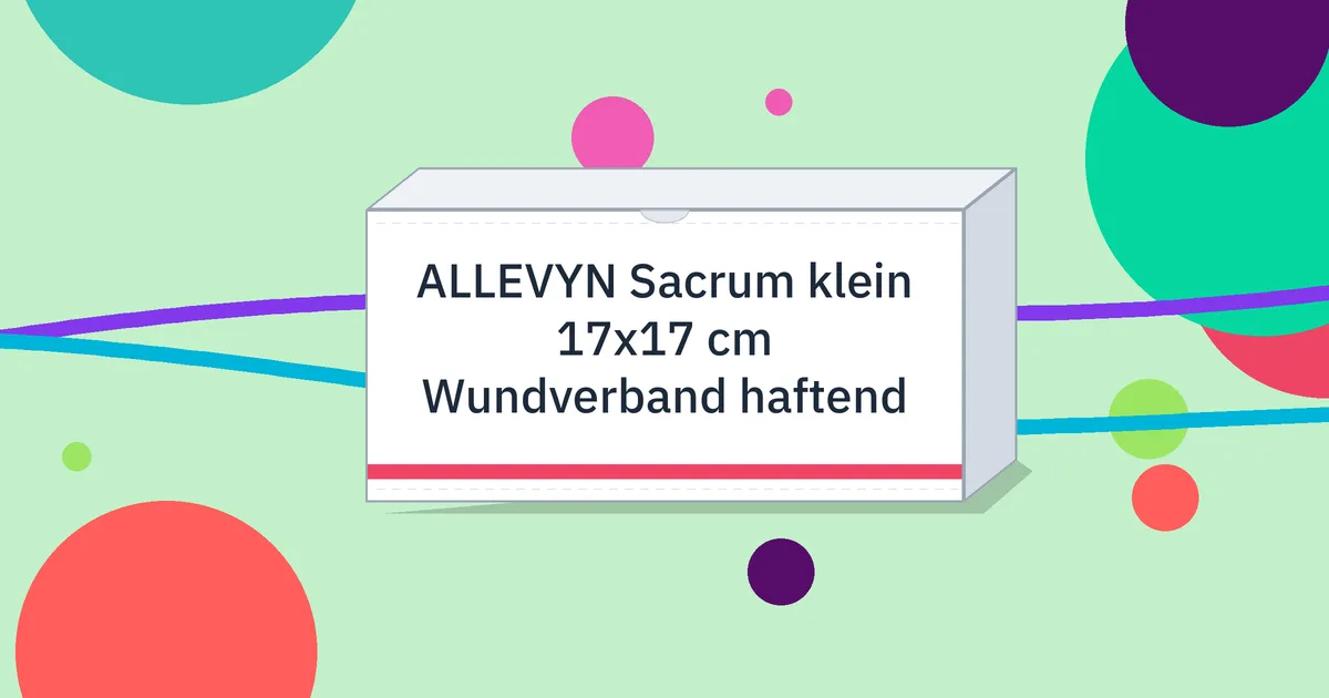 Symbolbild: Packung mit der Aufschrift ALLEVYN Sacrum klein 17x17 cm Wundverband haftend (PZN 18034548) – Verfügbarkeit und Bezug in Apotheken in Frankfurt am Main